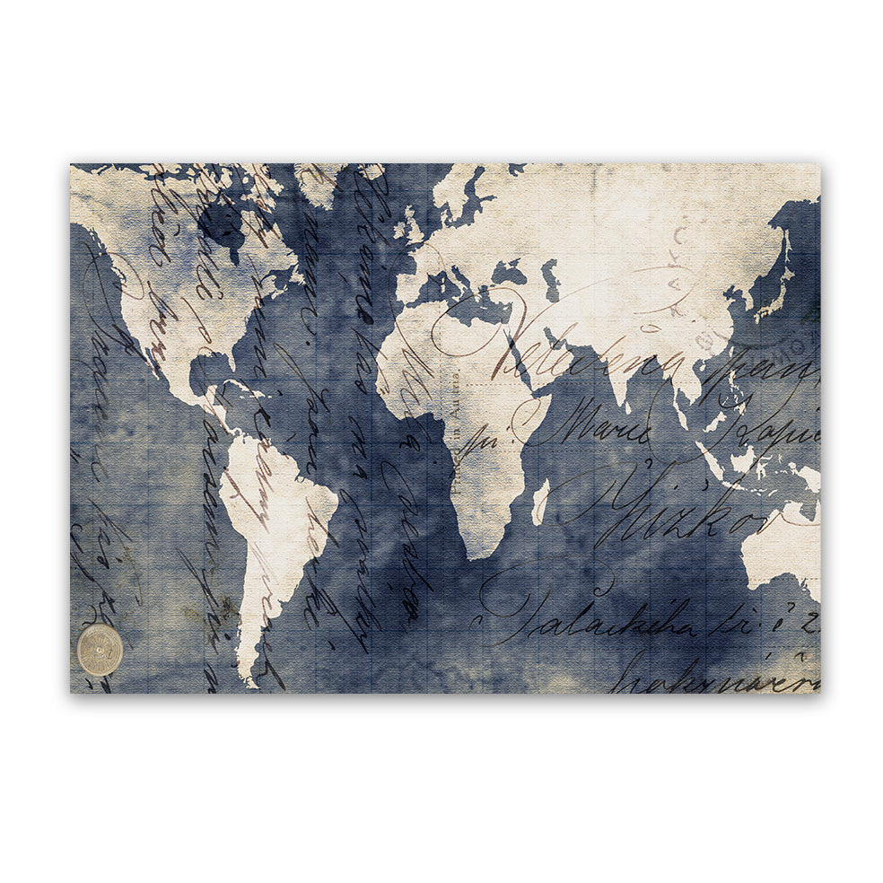 Ellisimo Scroll World Map Kids Wall Art - Educational Decor